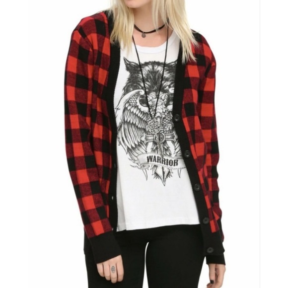 Hot Topic | Sweaters | Buffalo Plaid Cardigan | Poshmark
